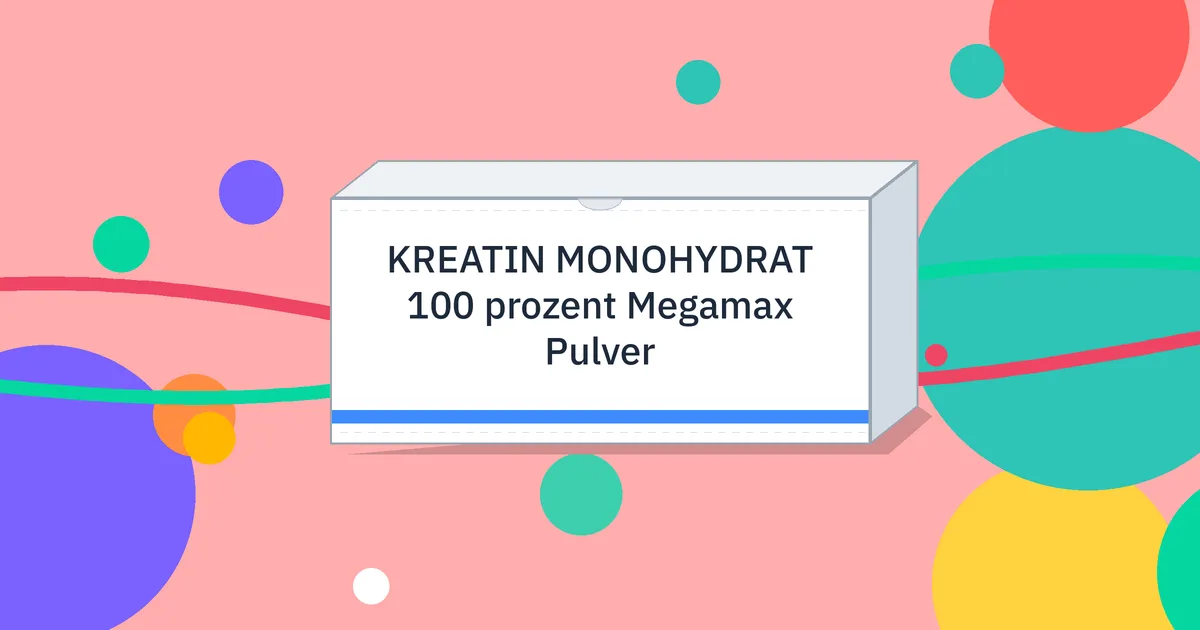 Symbolbild: Packung mit der Aufschrift KREATIN MONOHYDRAT 100 prozent Megamax Pulver (PZN 07345848) – Verfügbarkeit und Bezug in Apotheken in Frankfurt am Main