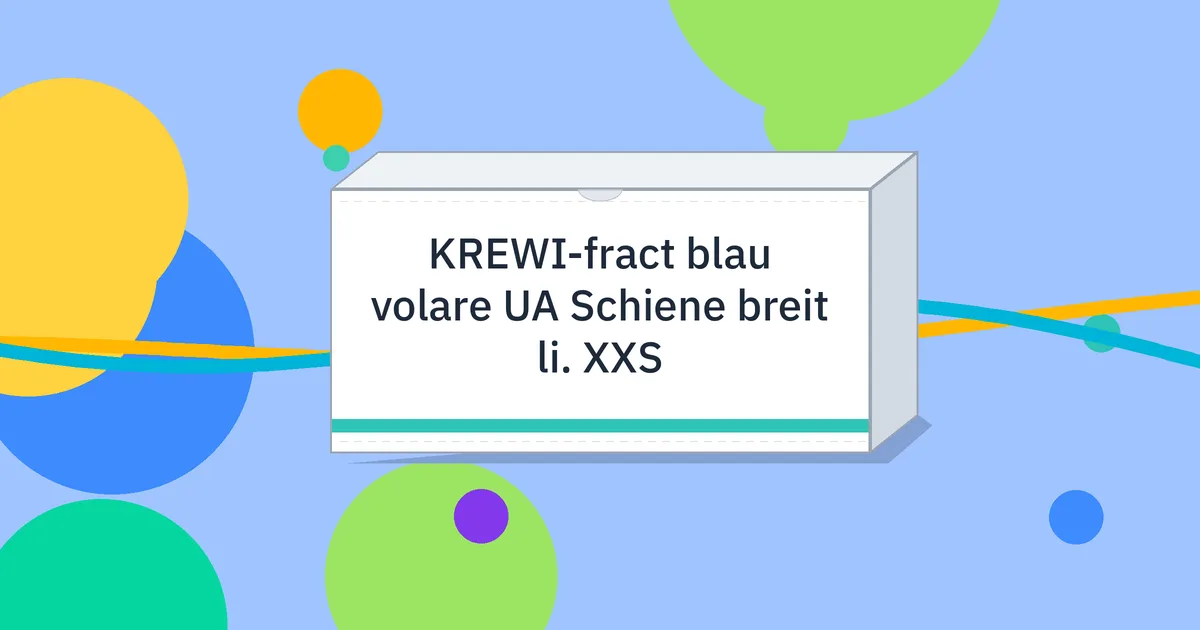 Symbolbild: Packung mit der Aufschrift KREWI-fract blau volare UA Schiene breit li. XXS (PZN 17299693) – Verfügbarkeit und Bezug in Apotheken in Frankfurt am Main