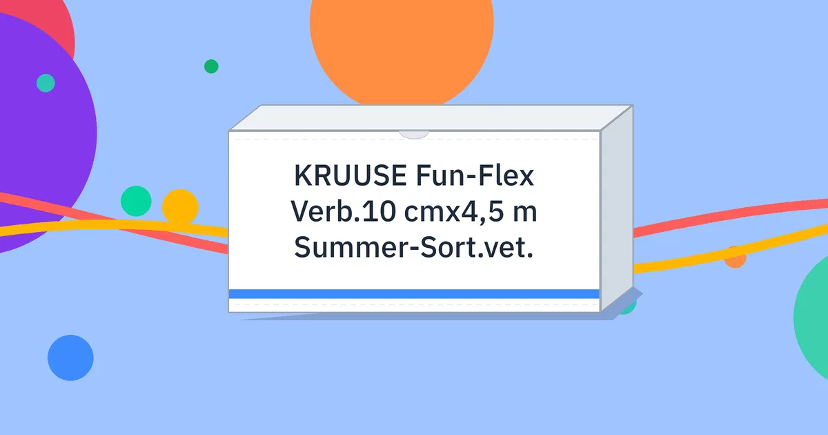 Symbolbild: Packung mit der Aufschrift KRUUSE Fun-Flex Verb.10 cmx4,5 m Summer-Sort.vet. (PZN 18443726) – Verfügbarkeit und Bezug in Apotheken in Frankfurt am Main