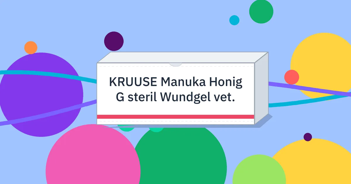 Symbolbild: Packung mit der Aufschrift KRUUSE Manuka Honig G steril Wundgel vet. (PZN 18444022) – Verfügbarkeit und Bezug in Apotheken in Frankfurt am Main