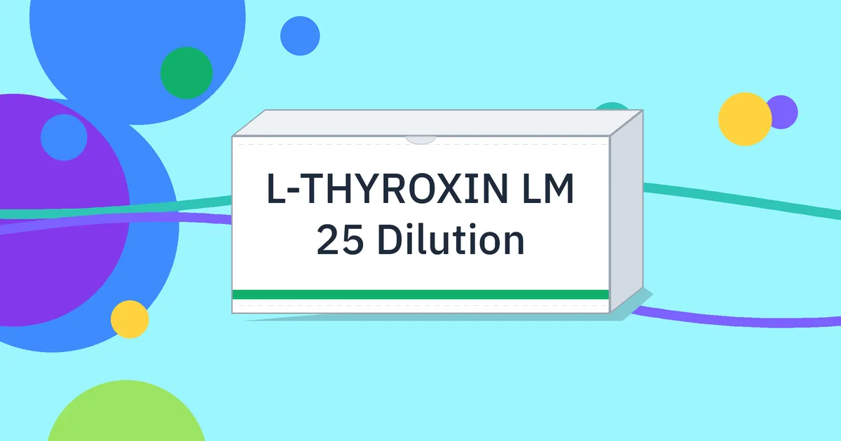 Symbolbild: Packung mit der Aufschrift L-THYROXIN LM 25 Dilution (PZN 12928658) – Verfügbarkeit und Bezug in Apotheken in Frankfurt am Main