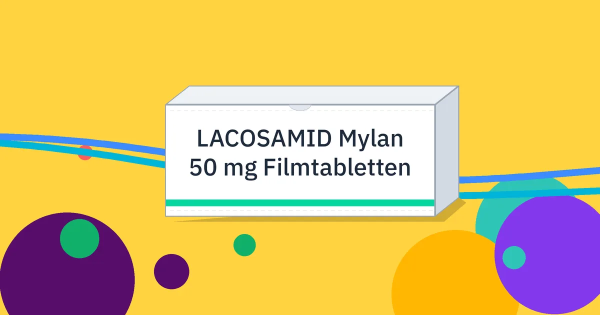 Symbolbild: Packung mit der Aufschrift LACOSAMID Mylan 50 mg Filmtabletten (PZN 17592163) – Verfügbarkeit und Bezug in Apotheken in Frankfurt am Main