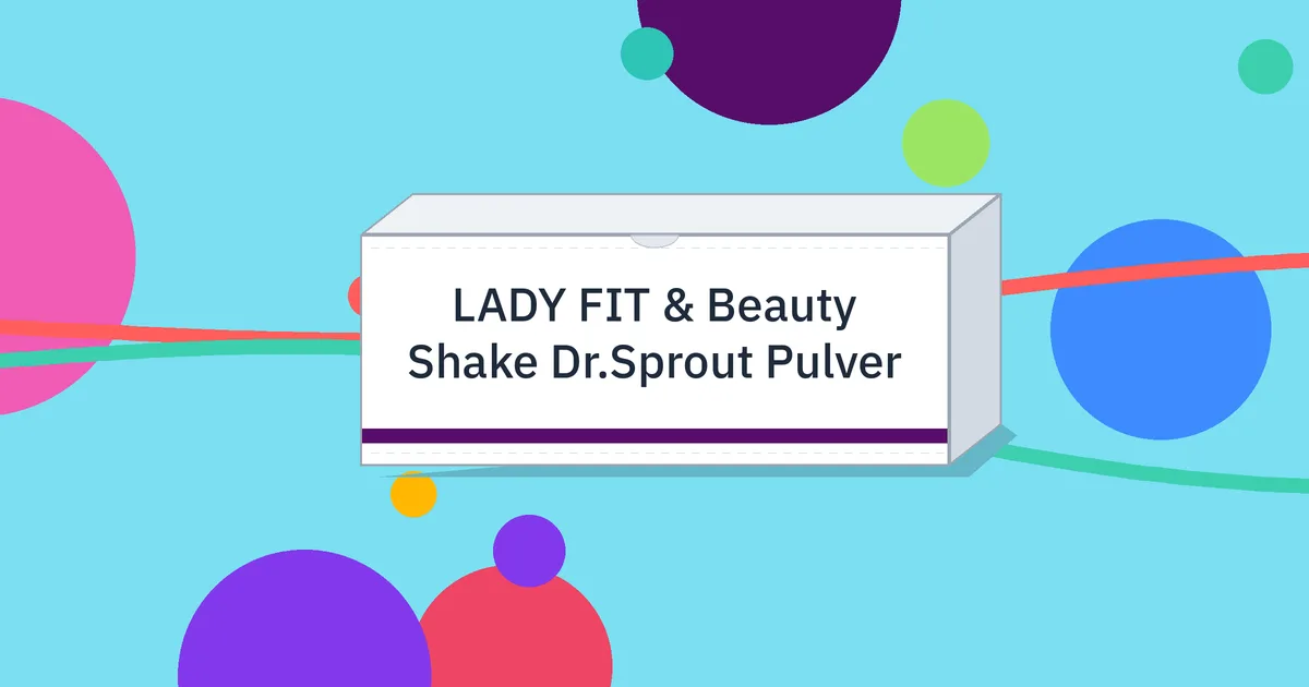 Symbolbild: Packung mit der Aufschrift LADY FIT & Beauty Shake Dr.Sprout Pulver (PZN 15633656) – Verfügbarkeit und Bezug in Apotheken in Frankfurt am Main