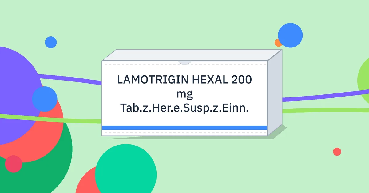 Symbolbild: Packung mit der Aufschrift LAMOTRIGIN HEXAL 200 mg Tab.z.Her.e.Susp.z.Einn. (PZN 03928263) – Verfügbarkeit und Bezug in Apotheken in Frankfurt am Main