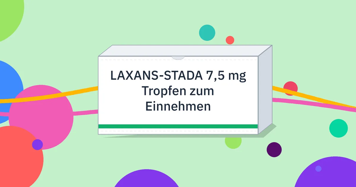 Symbolbild: Packung mit der Aufschrift LAXANS-STADA 7,5 mg Tropfen zum Einnehmen (PZN 18701447) – Verfügbarkeit und Bezug in Apotheken in Frankfurt am Main