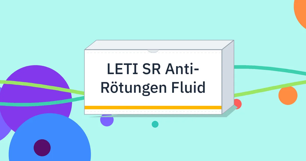 Symbolbild: Packung mit der Aufschrift LETI SR Anti-Rötungen Fluid (PZN 18244659) – Verfügbarkeit und Bezug in Apotheken in Frankfurt am Main