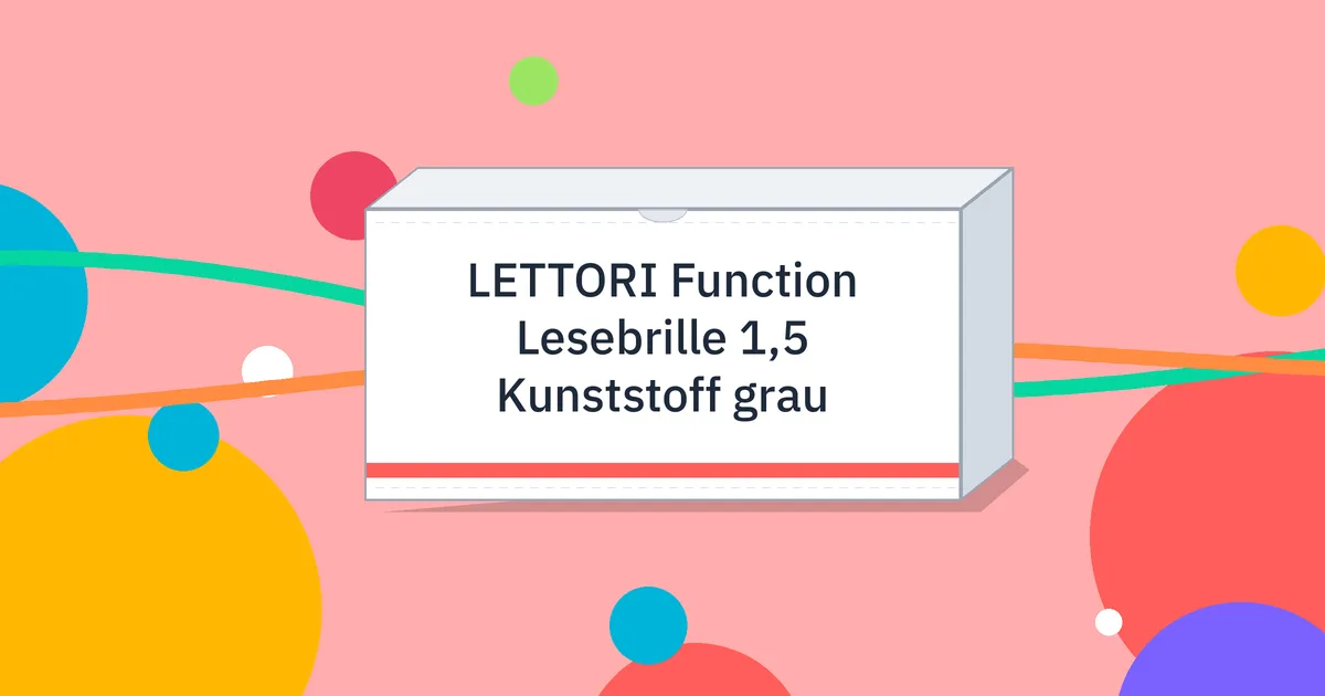 Symbolbild: Packung mit der Aufschrift LETTORI Function Lesebrille 1,5 Kunststoff grau (PZN 11056742) – Verfügbarkeit und Bezug in Apotheken in Frankfurt am Main