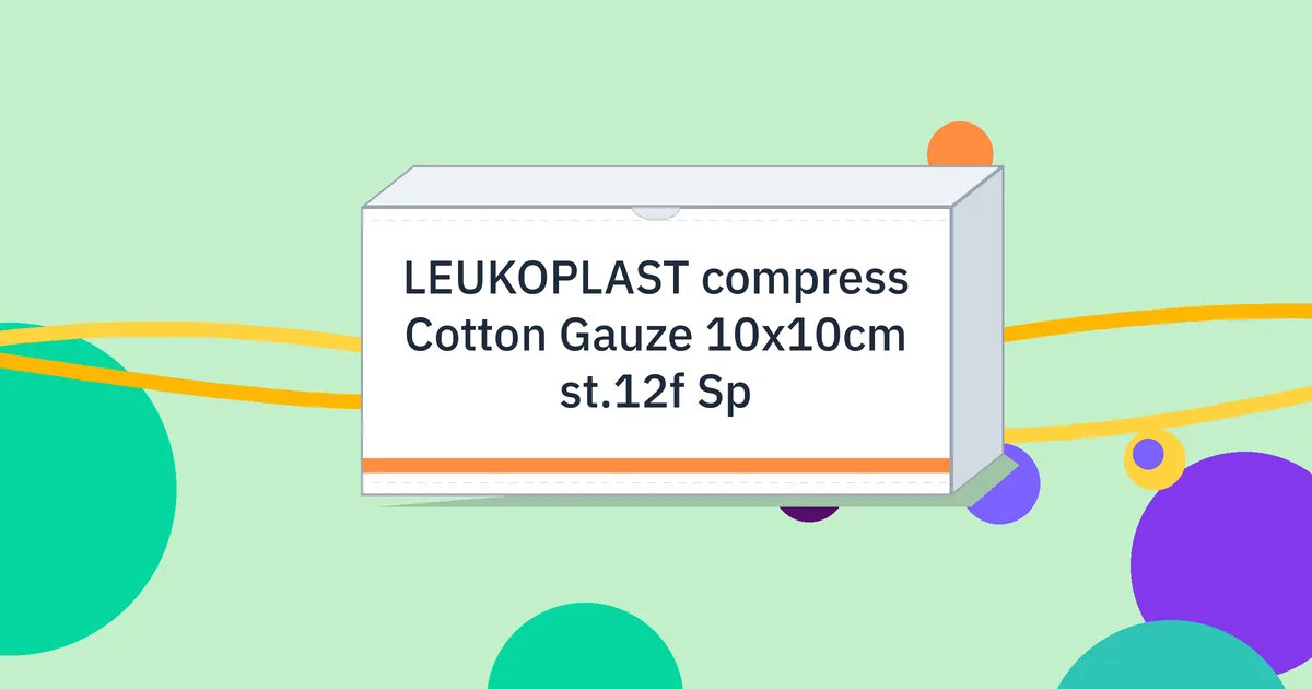 Symbolbild: Packung mit der Aufschrift LEUKOPLAST compress Cotton Gauze 10x10cm st.12f Sp (PZN 17207863) – Verfügbarkeit und Bezug in Apotheken in Frankfurt am Main