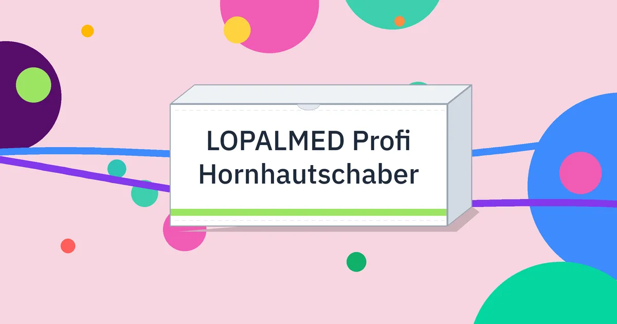 Symbolbild: Packung mit der Aufschrift LOPALMED Profi Hornhautschaber (PZN 06968240) – Verfügbarkeit und Bezug in Apotheken in Frankfurt am Main