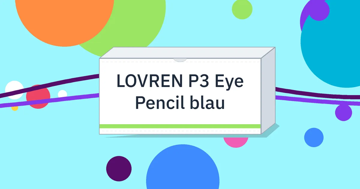 Symbolbild: Packung mit der Aufschrift LOVREN P3 Eye Pencil blau (PZN 19819139) – Verfügbarkeit und Bezug in Apotheken in Frankfurt am Main