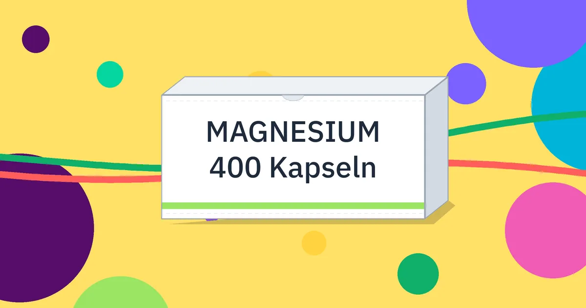 Symbolbild: Packung mit der Aufschrift MAGNESIUM 400 Kapseln (PZN 09899516) – Verfügbarkeit und Bezug in Apotheken in Frankfurt am Main