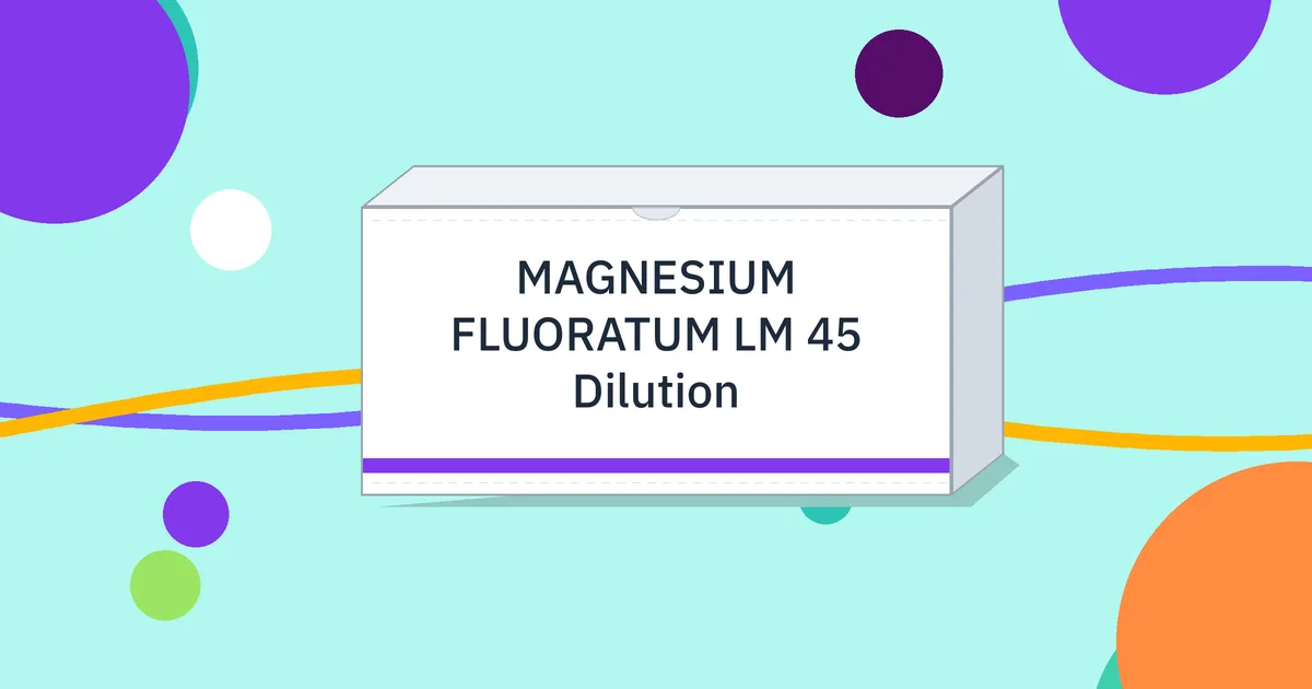Symbolbild: Packung mit der Aufschrift MAGNESIUM FLUORATUM LM 45 Dilution (PZN 12937692) – Verfügbarkeit und Bezug in Apotheken in Frankfurt am Main
