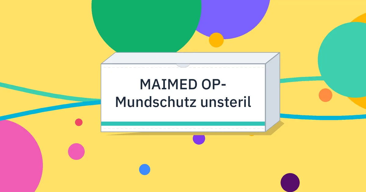 Symbolbild: Packung mit der Aufschrift MAIMED OP-Mundschutz unsteril (PZN 02299753) – Verfügbarkeit und Bezug in Apotheken in Frankfurt am Main