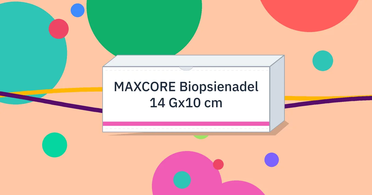 Symbolbild: Packung mit der Aufschrift MAXCORE Biopsienadel 14 Gx10 cm (PZN 07780834) – Verfügbarkeit und Bezug in Apotheken in Frankfurt am Main