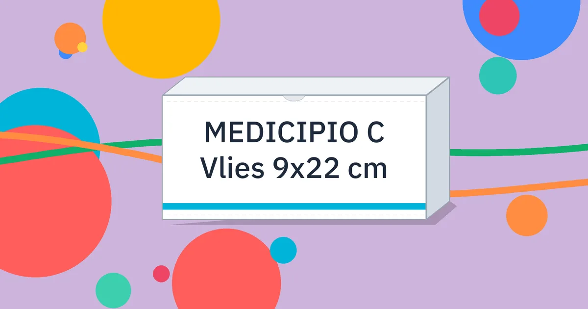 Symbolbild: Packung mit der Aufschrift MEDICIPIO C Vlies 9x22 cm (PZN 13591037) – Verfügbarkeit und Bezug in Apotheken in Frankfurt am Main