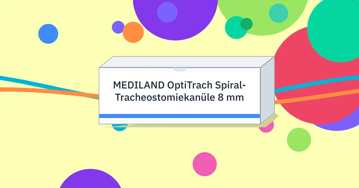 Symbolbild: Packung mit der Aufschrift MEDILAND OptiTrach Spiral-Tracheostomiekanüle 8 mm (PZN 11710354) – Verfügbarkeit und Bezug in Apotheken in Frankfurt am Main