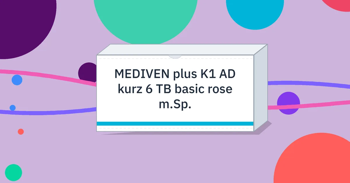 Symbolbild: Packung mit der Aufschrift MEDIVEN plus K1 AD kurz 6 TB basic rose m.Sp. (PZN 15045557) – Verfügbarkeit und Bezug in Apotheken in Frankfurt am Main
