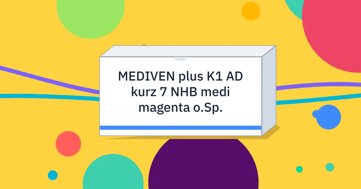Symbolbild: Packung mit der Aufschrift MEDIVEN plus K1 AD kurz 7 NHB medi magenta o.Sp. (PZN 15898082) – Verfügbarkeit und Bezug in Apotheken in Frankfurt am Main