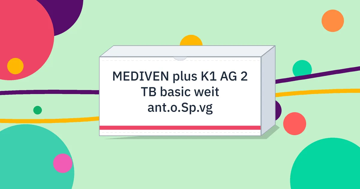 Symbolbild: Packung mit der Aufschrift MEDIVEN plus K1 AG 2 TB basic weit ant.o.Sp.vg (PZN 15058241) – Verfügbarkeit und Bezug in Apotheken in Frankfurt am Main