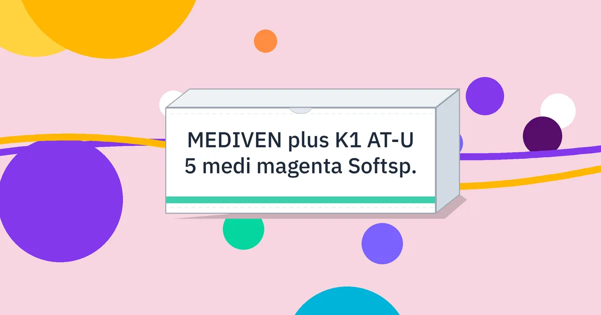 Symbolbild: Packung mit der Aufschrift MEDIVEN plus K1 AT-U 5 medi magenta Softsp. (PZN 15030946) – Verfügbarkeit und Bezug in Apotheken in Frankfurt am Main