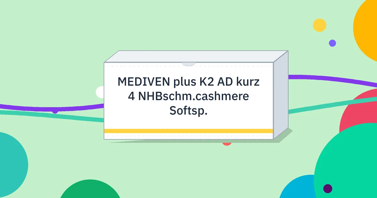 Symbolbild: Packung mit der Aufschrift MEDIVEN plus K2 AD kurz 4 NHBschm.cashmere Softsp. (PZN 15926358) – Verfügbarkeit und Bezug in Apotheken in Frankfurt am Main