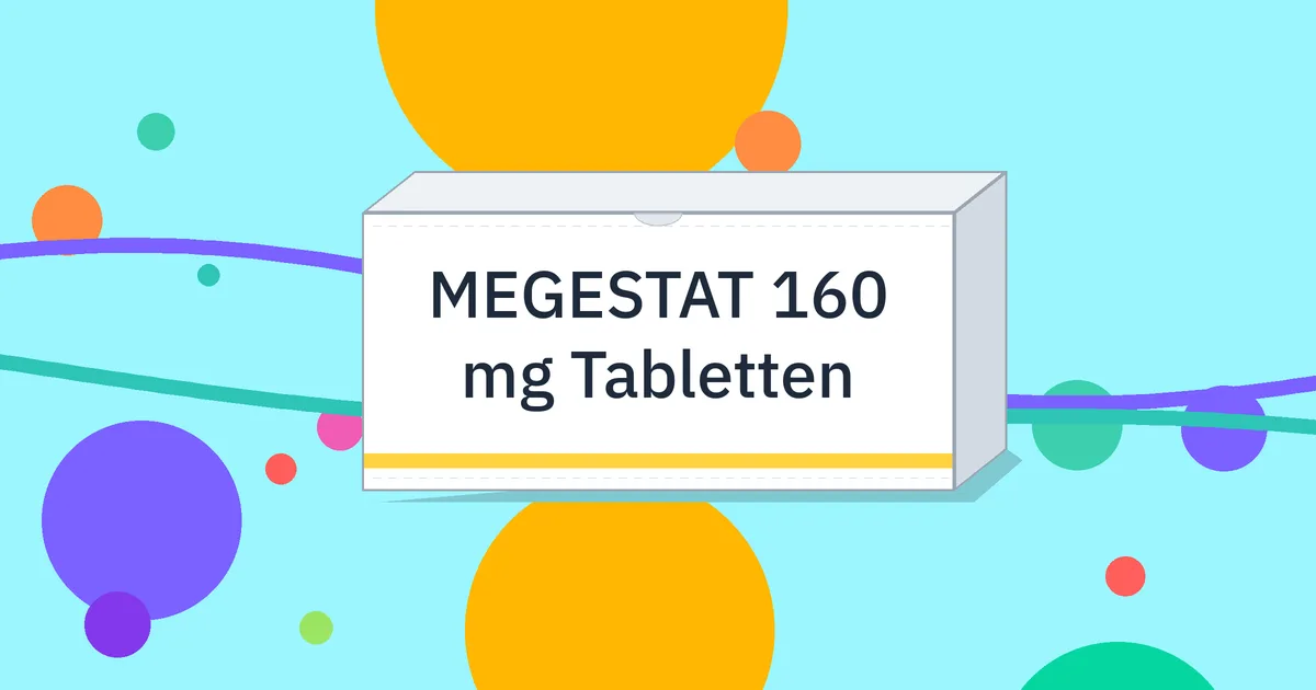 Symbolbild: Packung mit der Aufschrift MEGESTAT 160 mg Tabletten (PZN 01037933) – Verfügbarkeit und Bezug in Apotheken in Frankfurt am Main
