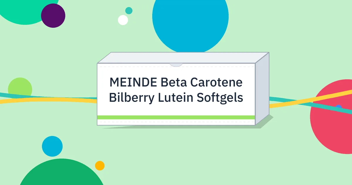 Symbolbild: Packung mit der Aufschrift MEINDE Beta Carotene Bilberry Lutein Softgels (PZN 20107740) – Verfügbarkeit und Bezug in Apotheken in Frankfurt am Main