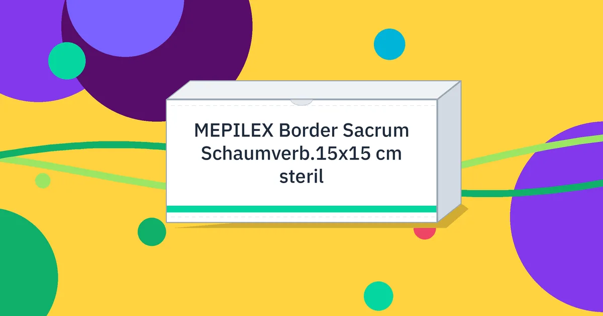 Symbolbild: Packung mit der Aufschrift MEPILEX Border Sacrum Schaumverb.15x15 cm steril (PZN 04393858) – Verfügbarkeit und Bezug in Apotheken in Frankfurt am Main