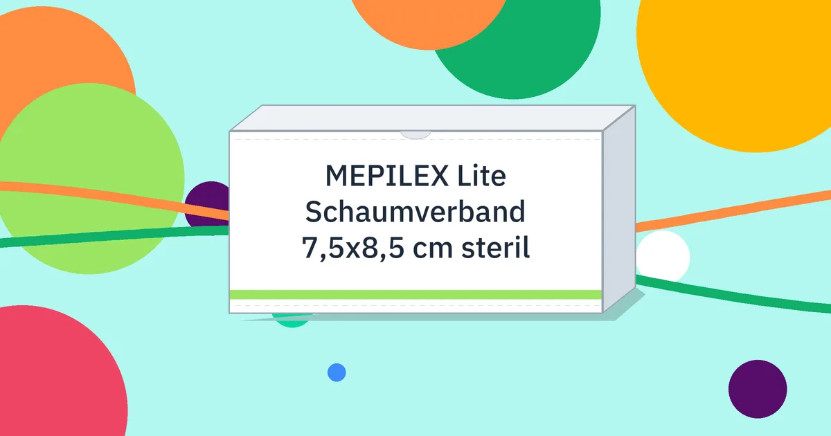 Symbolbild: Packung mit der Aufschrift MEPILEX Lite Schaumverband 7,5x8,5 cm steril (PZN 13719514) – Verfügbarkeit und Bezug in Apotheken in Frankfurt am Main