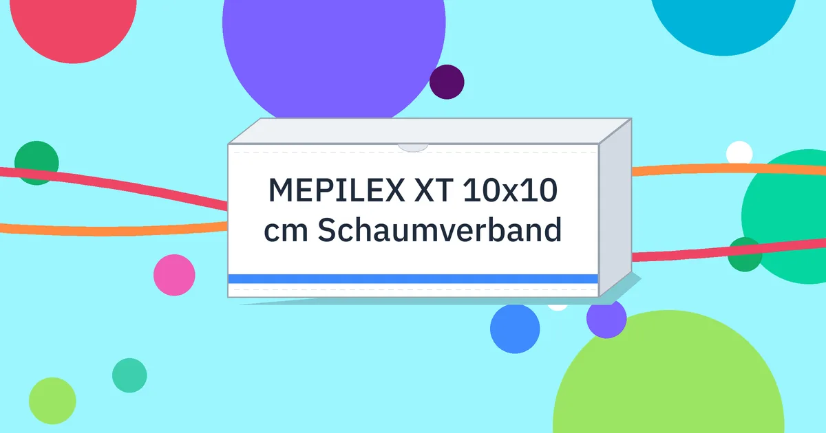 Symbolbild: Packung mit der Aufschrift MEPILEX XT 10x10 cm Schaumverband (PZN 17935019) – Verfügbarkeit und Bezug in Apotheken in Frankfurt am Main