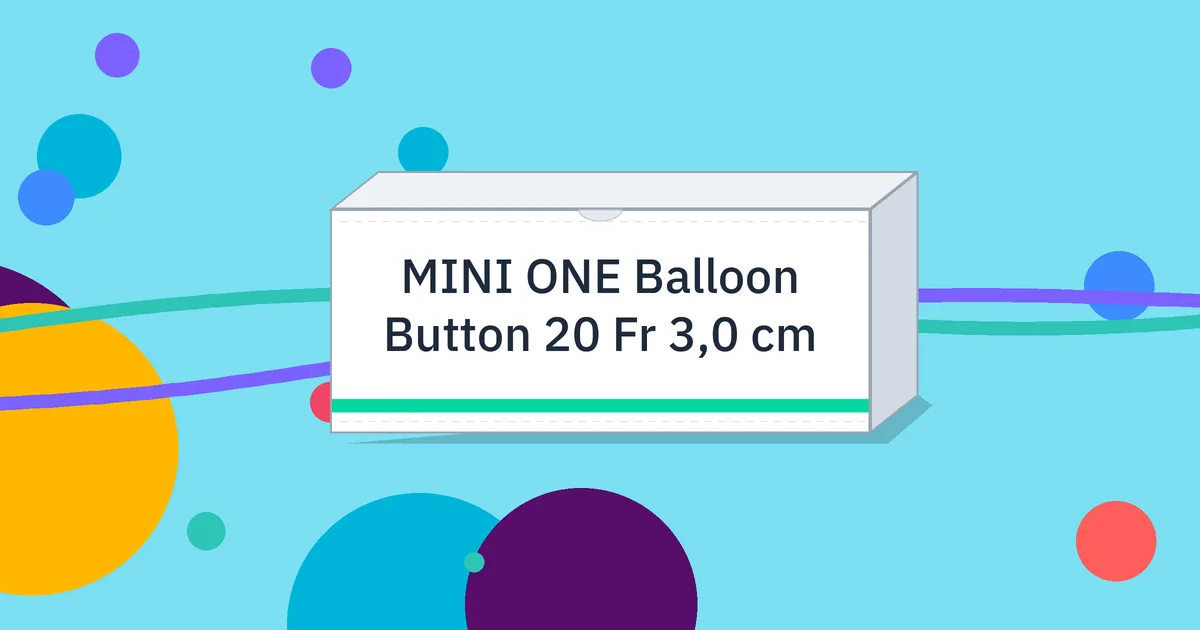 Symbolbild: Packung mit der Aufschrift MINI ONE Balloon Button 20 Fr 3,0 cm (PZN 14342425) – Verfügbarkeit und Bezug in Apotheken in Frankfurt am Main
