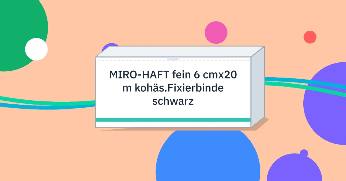 Symbolbild: Packung mit der Aufschrift MIRO-HAFT fein 6 cmx20 m kohäs.Fixierbinde schwarz (PZN 04721699) – Verfügbarkeit und Bezug in Apotheken in Frankfurt am Main