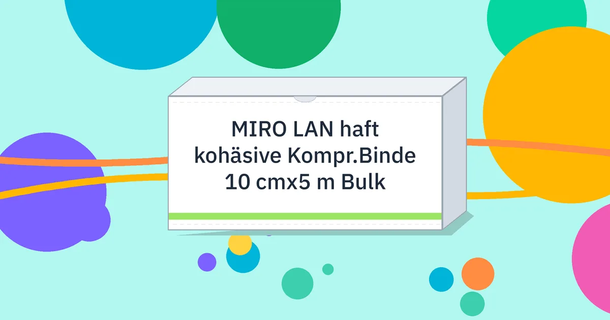Symbolbild: Packung mit der Aufschrift MIRO LAN haft kohäsive Kompr.Binde 10 cmx5 m Bulk (PZN 11034806) – Verfügbarkeit und Bezug in Apotheken in Frankfurt am Main