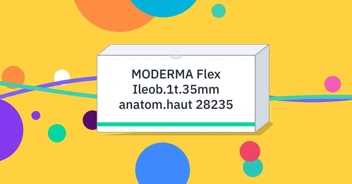 Symbolbild: Packung mit der Aufschrift MODERMA Flex Ileob.1t.35mm anatom.haut 28235 (PZN 04124130) – Verfügbarkeit und Bezug in Apotheken in Frankfurt am Main