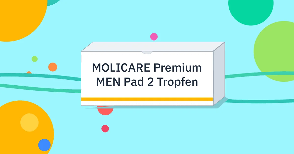 Symbolbild: Packung mit der Aufschrift MOLICARE Premium MEN Pad 2 Tropfen (PZN 15424898) – Verfügbarkeit und Bezug in Apotheken in Frankfurt am Main