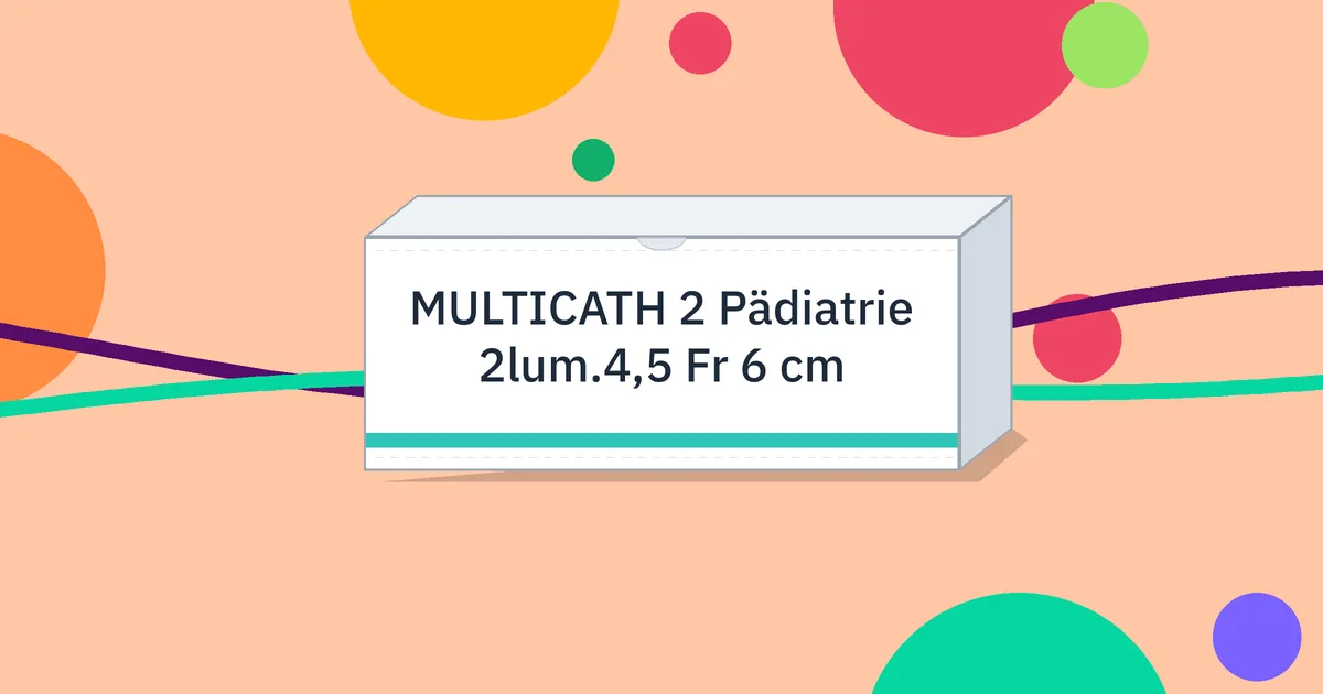 Symbolbild: Packung mit der Aufschrift MULTICATH 2 Pädiatrie 2lum.4,5 Fr 6 cm (PZN 09397967) – Verfügbarkeit und Bezug in Apotheken in Frankfurt am Main