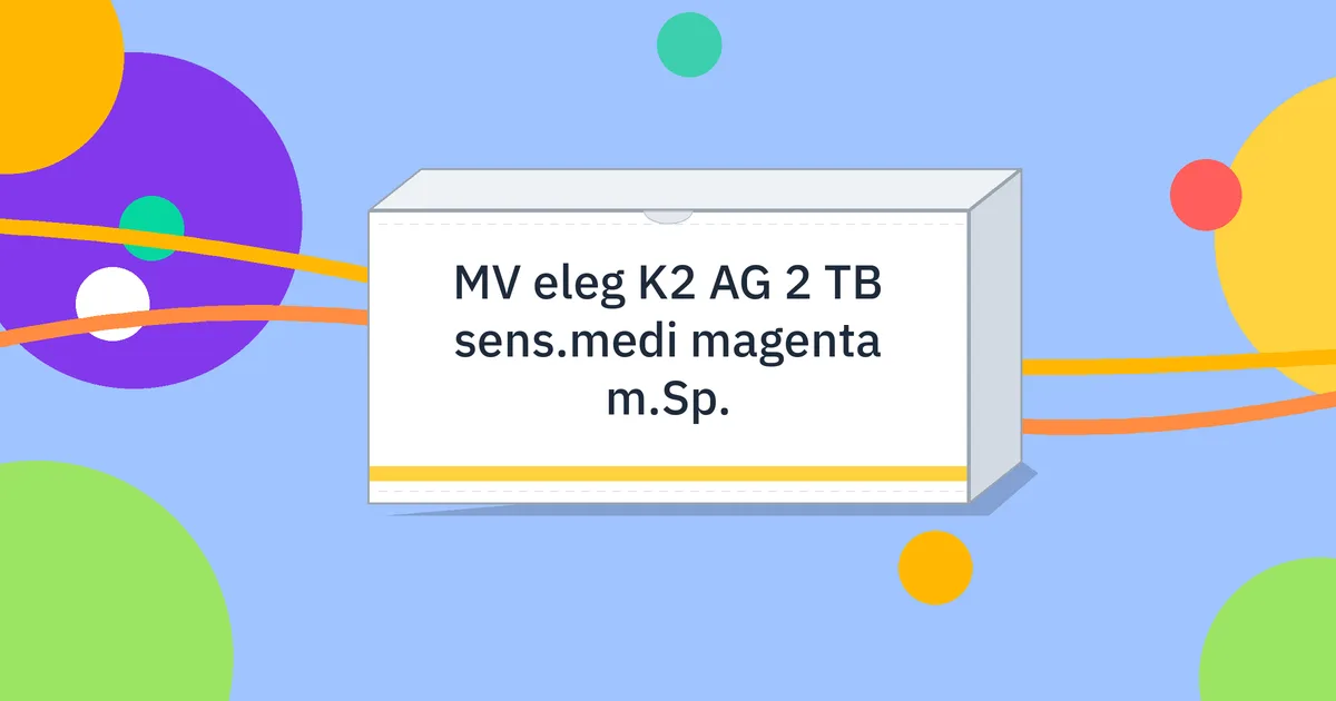 Symbolbild: Packung mit der Aufschrift MV eleg K2 AG 2 TB sens.medi magenta m.Sp. (PZN 14640832) – Verfügbarkeit und Bezug in Apotheken in Frankfurt am Main