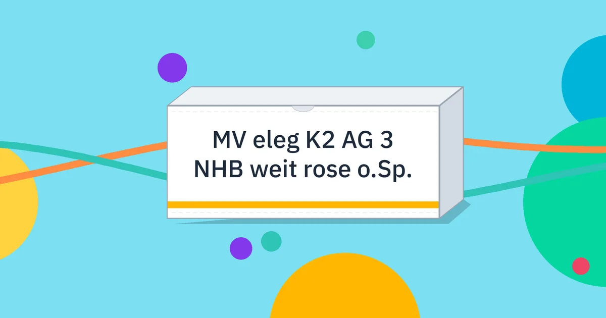 Symbolbild: Packung mit der Aufschrift MV eleg K2 AG 3 NHB weit rose o.Sp. (PZN 15728440) – Verfügbarkeit und Bezug in Apotheken in Frankfurt am Main