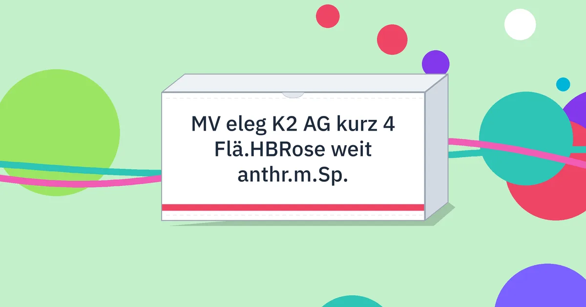 Symbolbild: Packung mit der Aufschrift MV eleg K2 AG kurz 4 Flä.HBRose weit anthr.m.Sp. (PZN 15705479) – Verfügbarkeit und Bezug in Apotheken in Frankfurt am Main