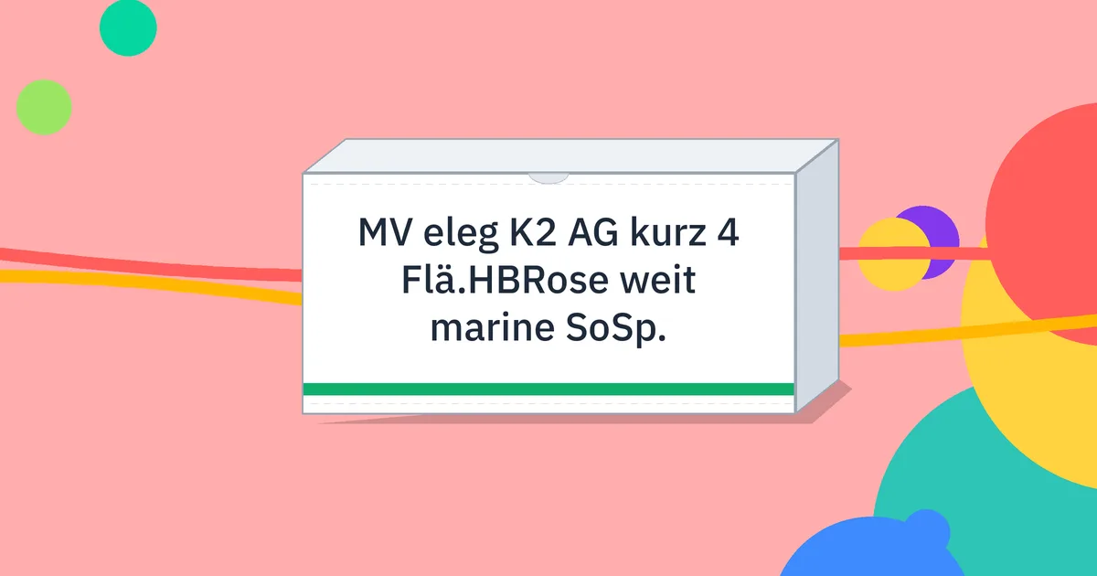 Symbolbild: Packung mit der Aufschrift MV eleg K2 AG kurz 4 Flä.HBRose weit marine SoSp. (PZN 15706970) – Verfügbarkeit und Bezug in Apotheken in Frankfurt am Main