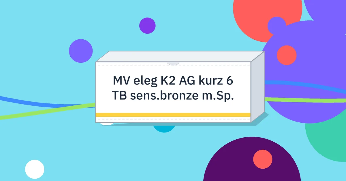 Symbolbild: Packung mit der Aufschrift MV eleg K2 AG kurz 6 TB sens.bronze m.Sp. (PZN 14716570) – Verfügbarkeit und Bezug in Apotheken in Frankfurt am Main