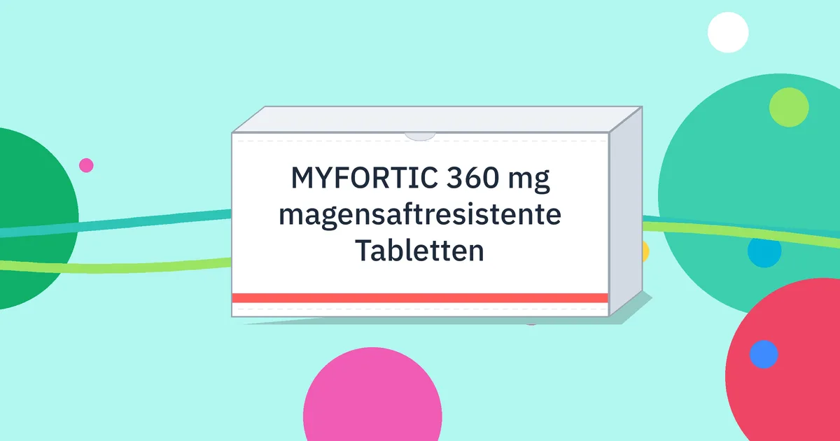 Symbolbild: Packung mit der Aufschrift MYFORTIC 360 mg magensaftresistente Tabletten (PZN 01755396) – Verfügbarkeit und Bezug in Apotheken in Frankfurt am Main