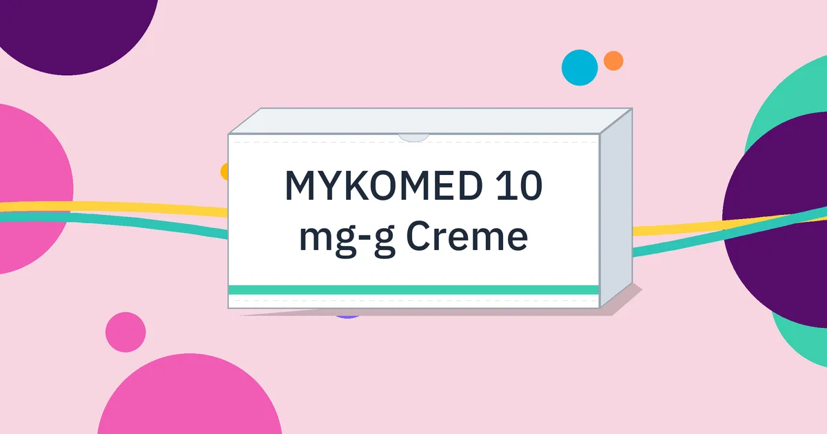 Symbolbild: Packung mit der Aufschrift MYKOMED 10 mg-g Creme (PZN 18486144) – Verfügbarkeit und Bezug in Apotheken in Frankfurt am Main
