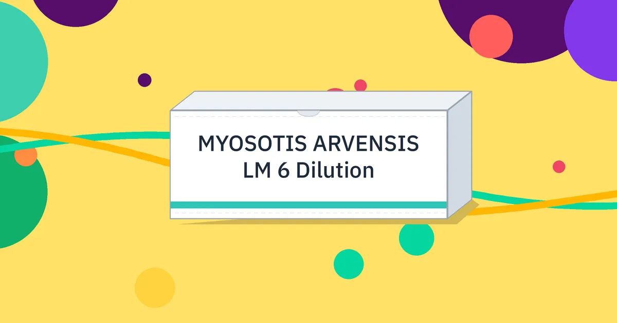 Symbolbild: Packung mit der Aufschrift MYOSOTIS ARVENSIS LM 6 Dilution (PZN 13612058) – Verfügbarkeit und Bezug in Apotheken in Frankfurt am Main