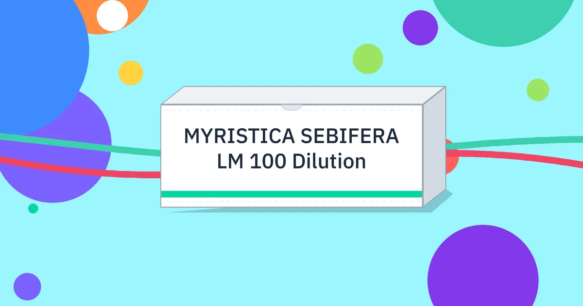 Symbolbild: Packung mit der Aufschrift MYRISTICA SEBIFERA LM 100 Dilution (PZN 13612868) – Verfügbarkeit und Bezug in Apotheken in Frankfurt am Main
