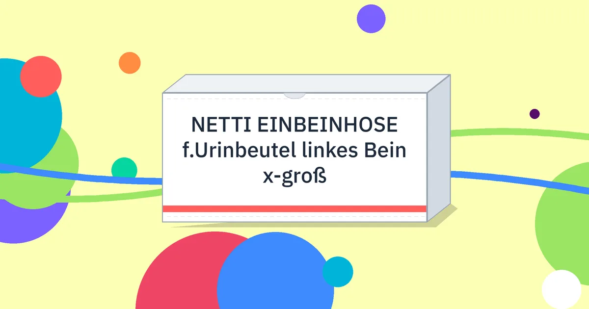 Symbolbild: Packung mit der Aufschrift NETTI EINBEINHOSE f.Urinbeutel linkes Bein x-groß (PZN 09685554) – Verfügbarkeit und Bezug in Apotheken in Frankfurt am Main