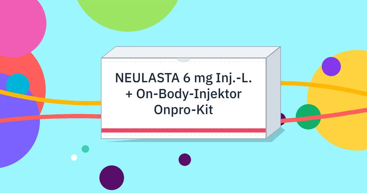 Symbolbild: Packung mit der Aufschrift NEULASTA 6 mg Inj.-L. + On-Body-Injektor Onpro-Kit (PZN 16782861) – Verfügbarkeit und Bezug in Apotheken in Frankfurt am Main