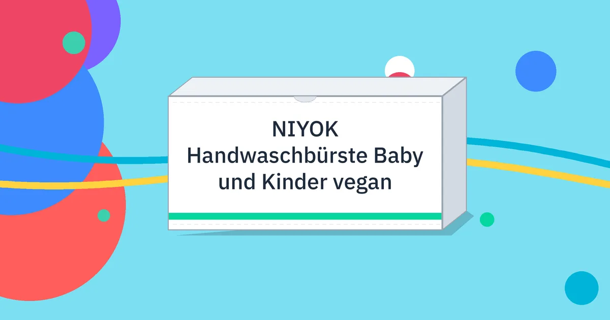 Symbolbild: Packung mit der Aufschrift NIYOK Handwaschbürste Baby und Kinder vegan (PZN 19541750) – Verfügbarkeit und Bezug in Apotheken in Frankfurt am Main
