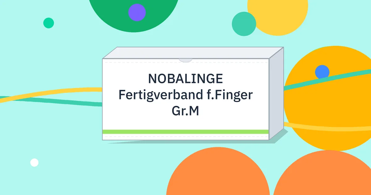 Symbolbild: Packung mit der Aufschrift NOBALINGE Fertigverband f.Finger Gr.M (PZN 11381092) – Verfügbarkeit und Bezug in Apotheken in Frankfurt am Main