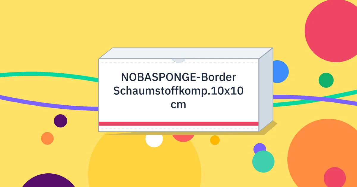Symbolbild: Packung mit der Aufschrift NOBASPONGE-Border Schaumstoffkomp.10x10 cm (PZN 19531697) – Verfügbarkeit und Bezug in Apotheken in Frankfurt am Main